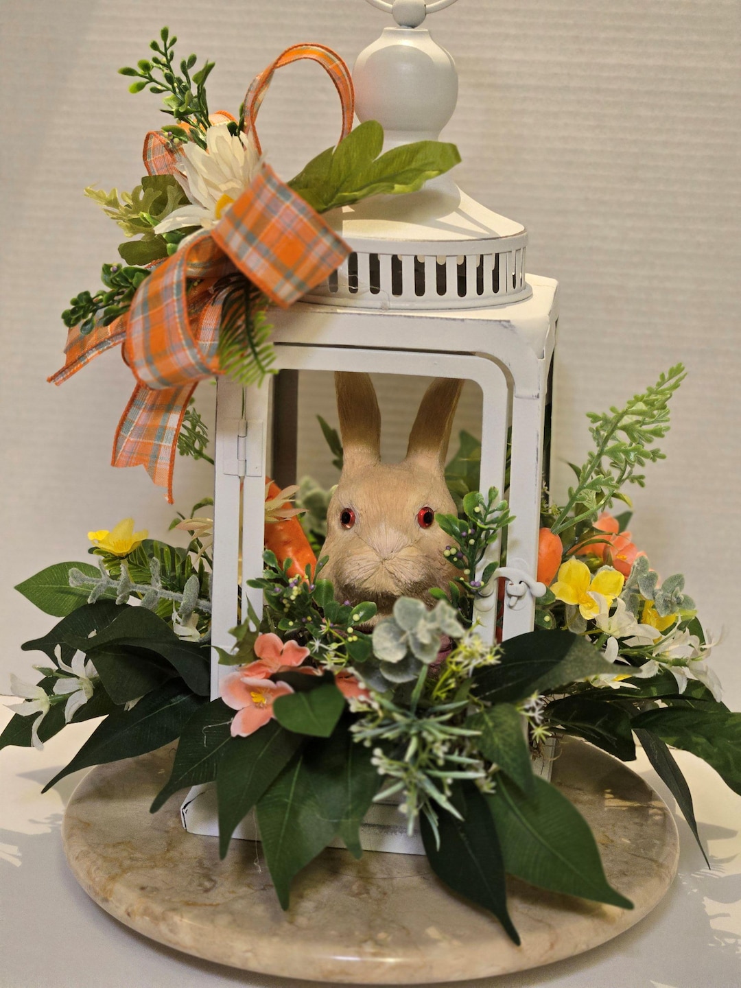 Spring Lantern Centerpiece, Easter Bunny Table Arrangement, Easter Bunny Spring, Easter Bunny ...