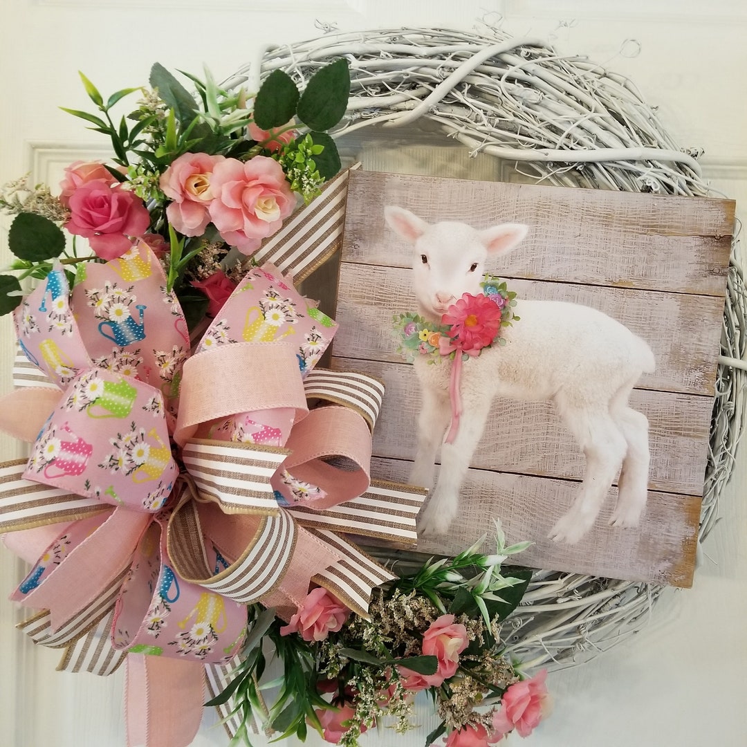Pink Rose Summer Wreath, Spring Door Wreath, Nursery Wreath, Spring ...