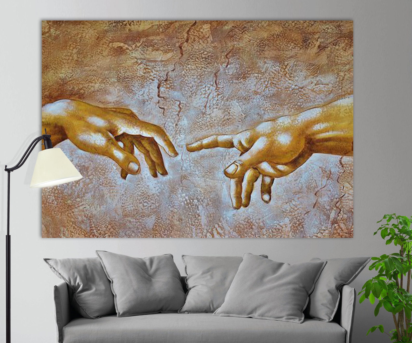 Abstract Touching Hands Painting Michelangelo Canvas Art A - Etsy