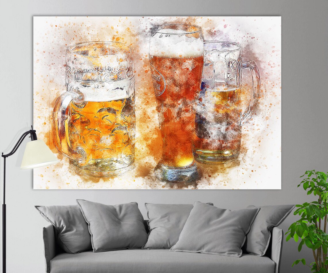 Abstract Watercolor Beer Canvas Print Beer Pub Wall Decor - Etsy Australia