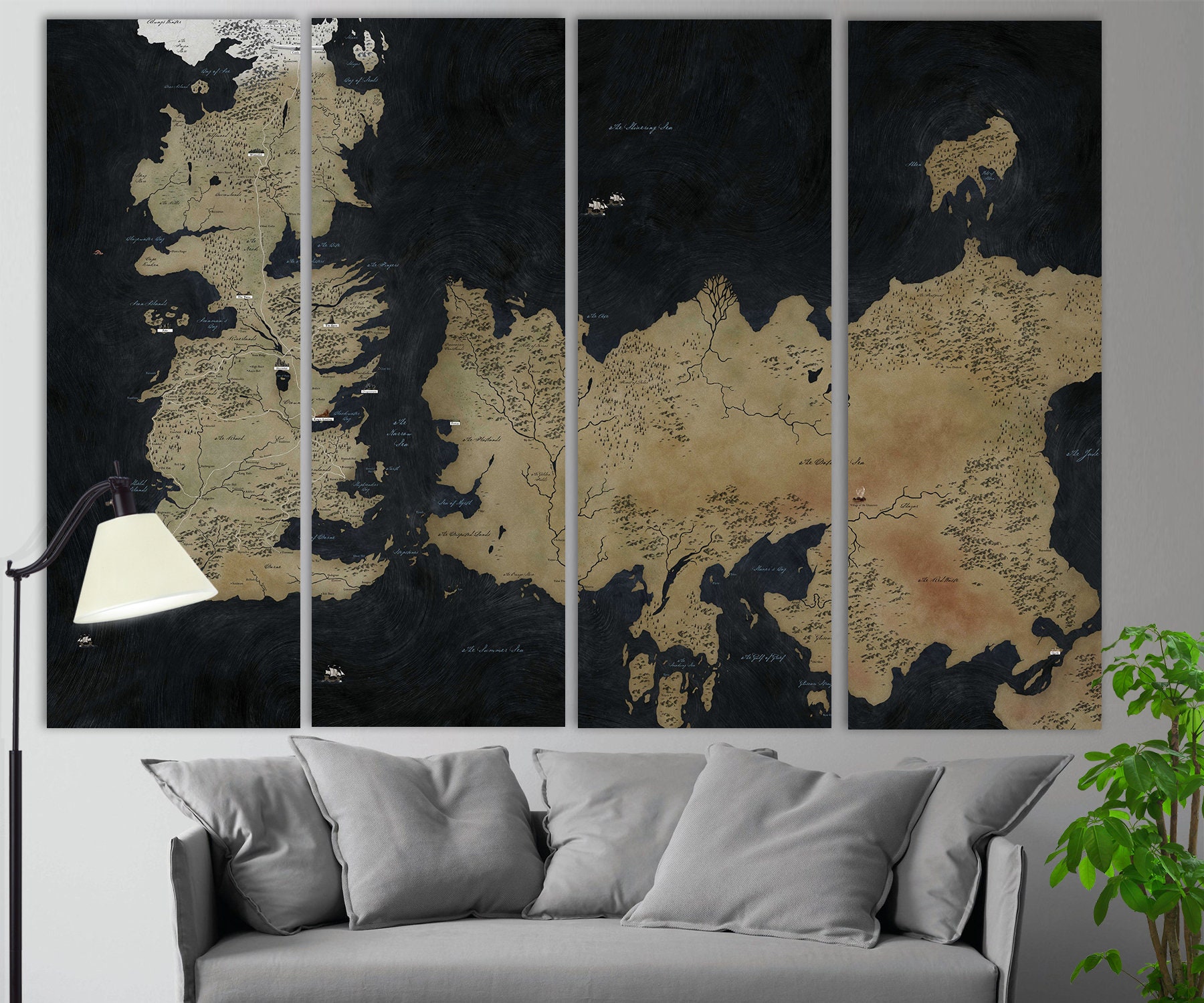 Game of Thrones Wall Art, Game of Thrones Map Canvas Print, Game of ...