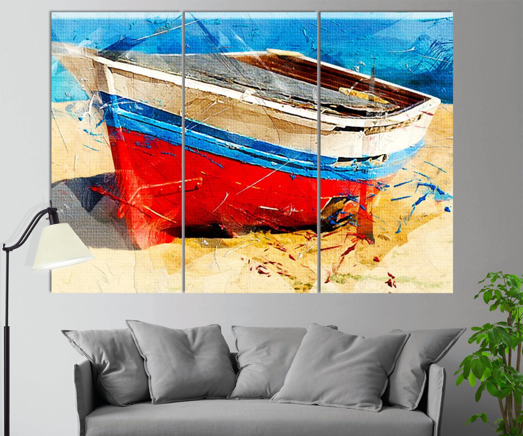 Wooden Boat on the Beach Canvas Print Boat Wall Art Fishing - Etsy