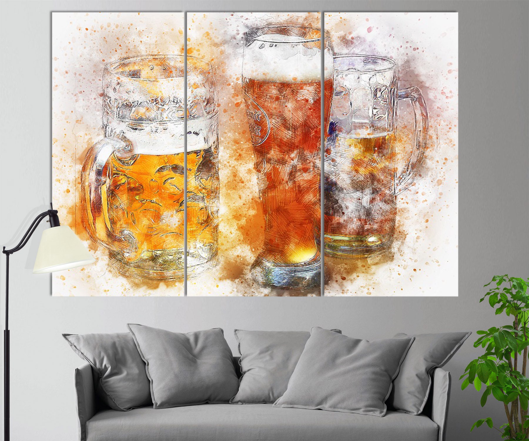 Abstract Watercolor Beer Canvas Print Beer Pub Wall Decor - Etsy