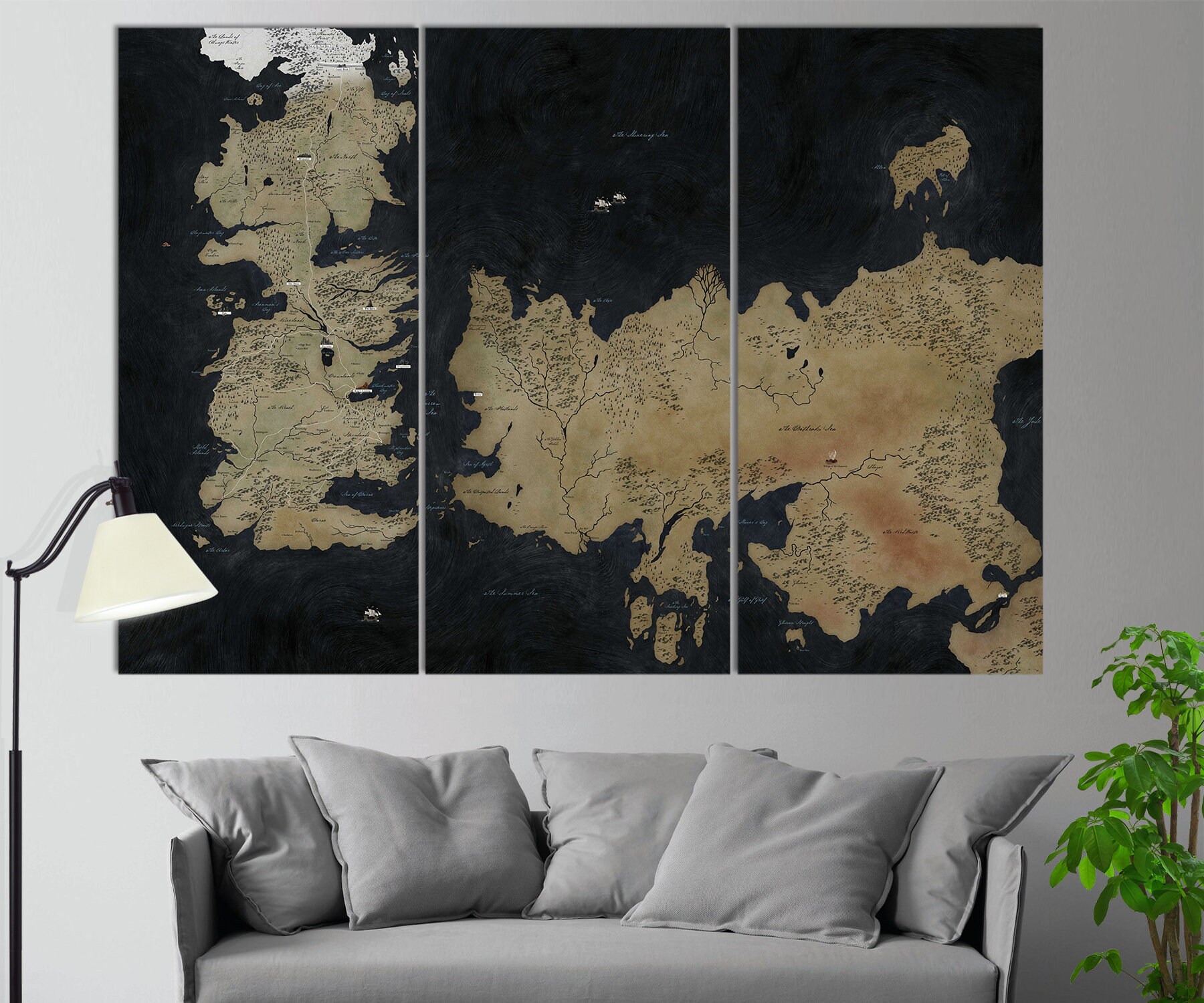 Game of Thrones Wall Art, Game of Thrones Map Canvas Print, Game of ...