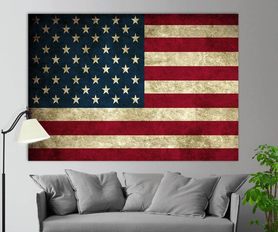 USA Flag Canvas Print American Flag American Wall Art | Etsy