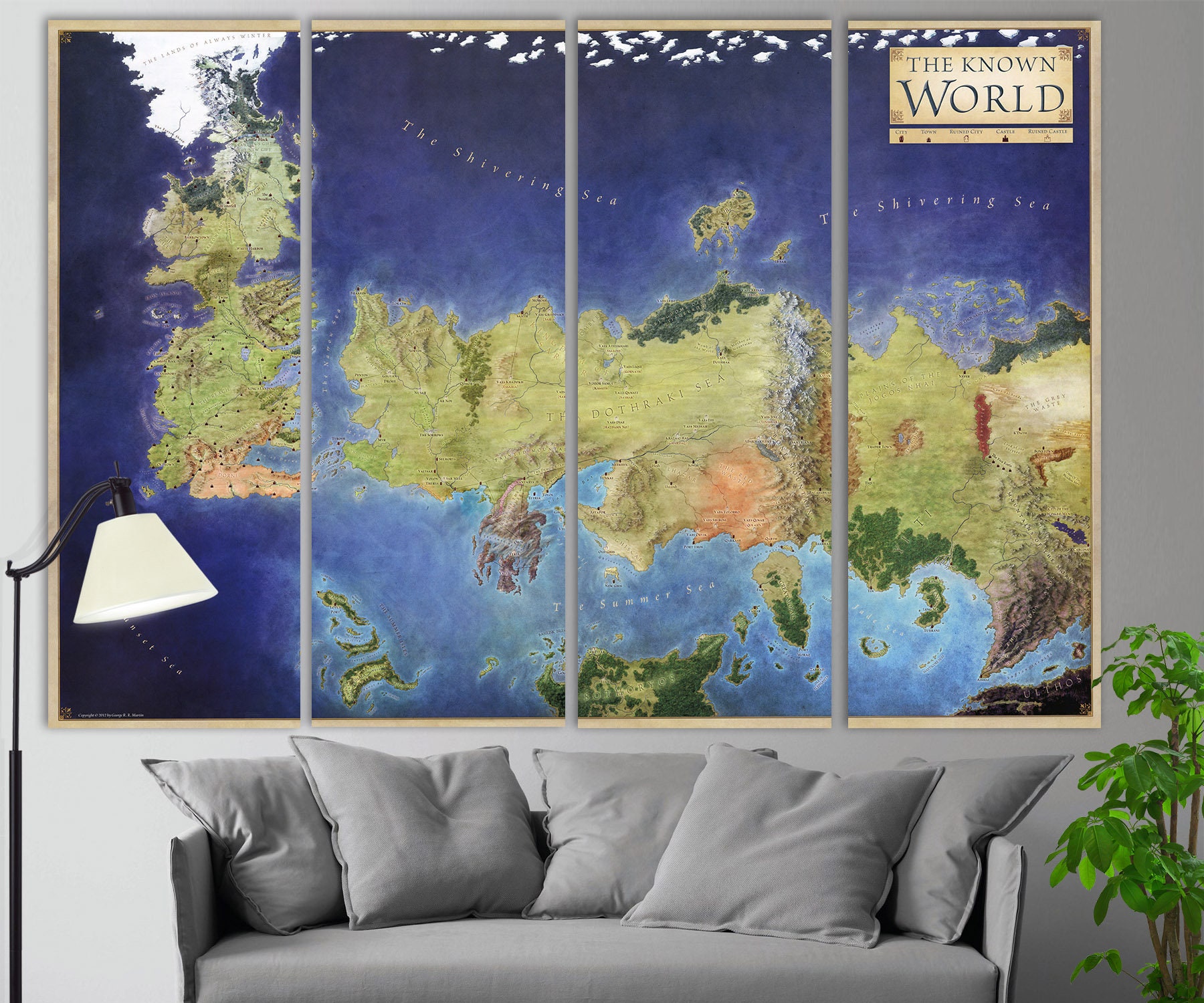 Colorful Game of Thrones Map Canvas Print Game of Thrones - Etsy