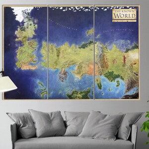 Colorful Game of Thrones Map Canvas Print, Game of Thrones Wall Art ...