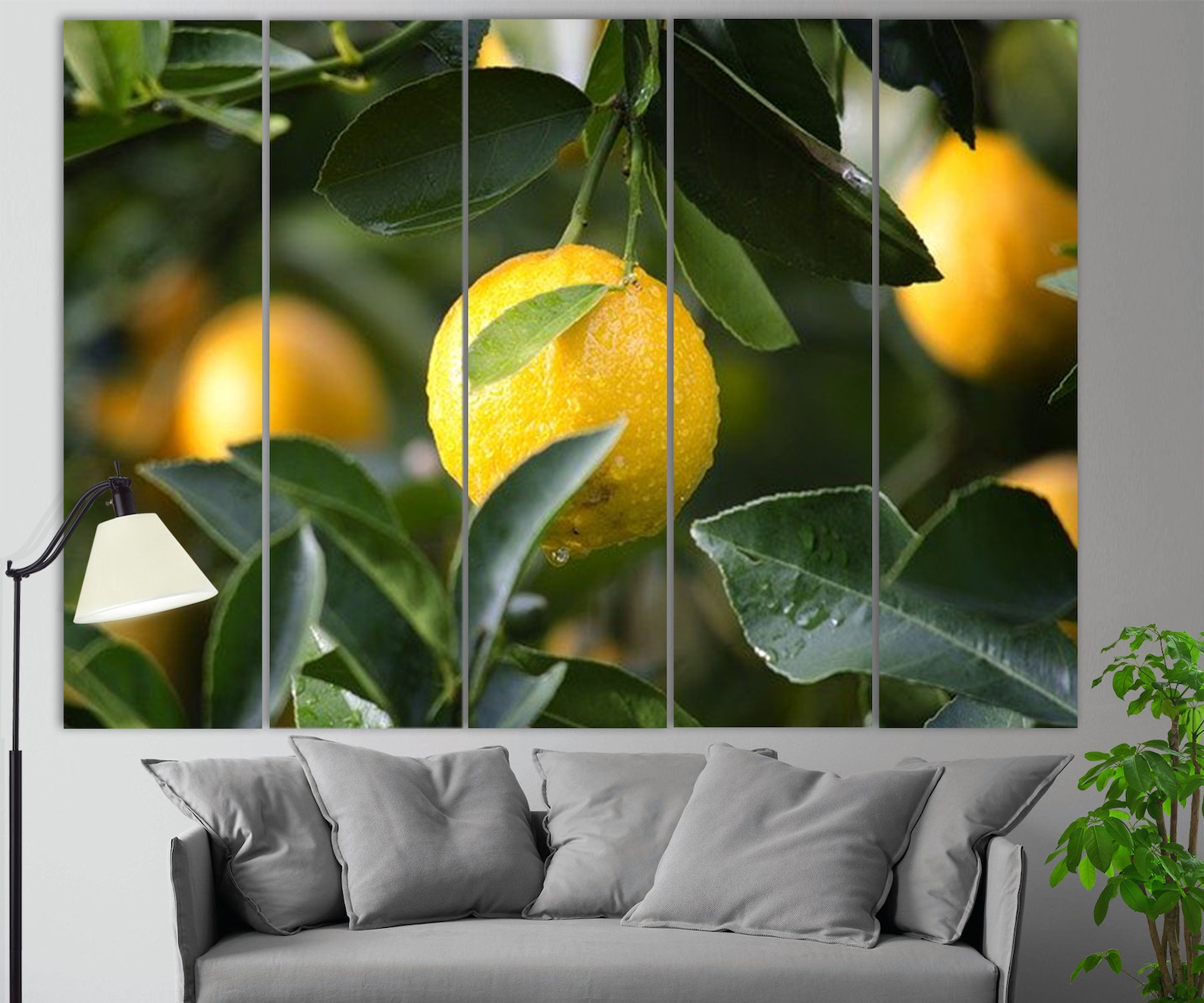 Lemon Tree Canvas Print, Lemon Wall Art, Fresh Wall Decor, Citrus ...