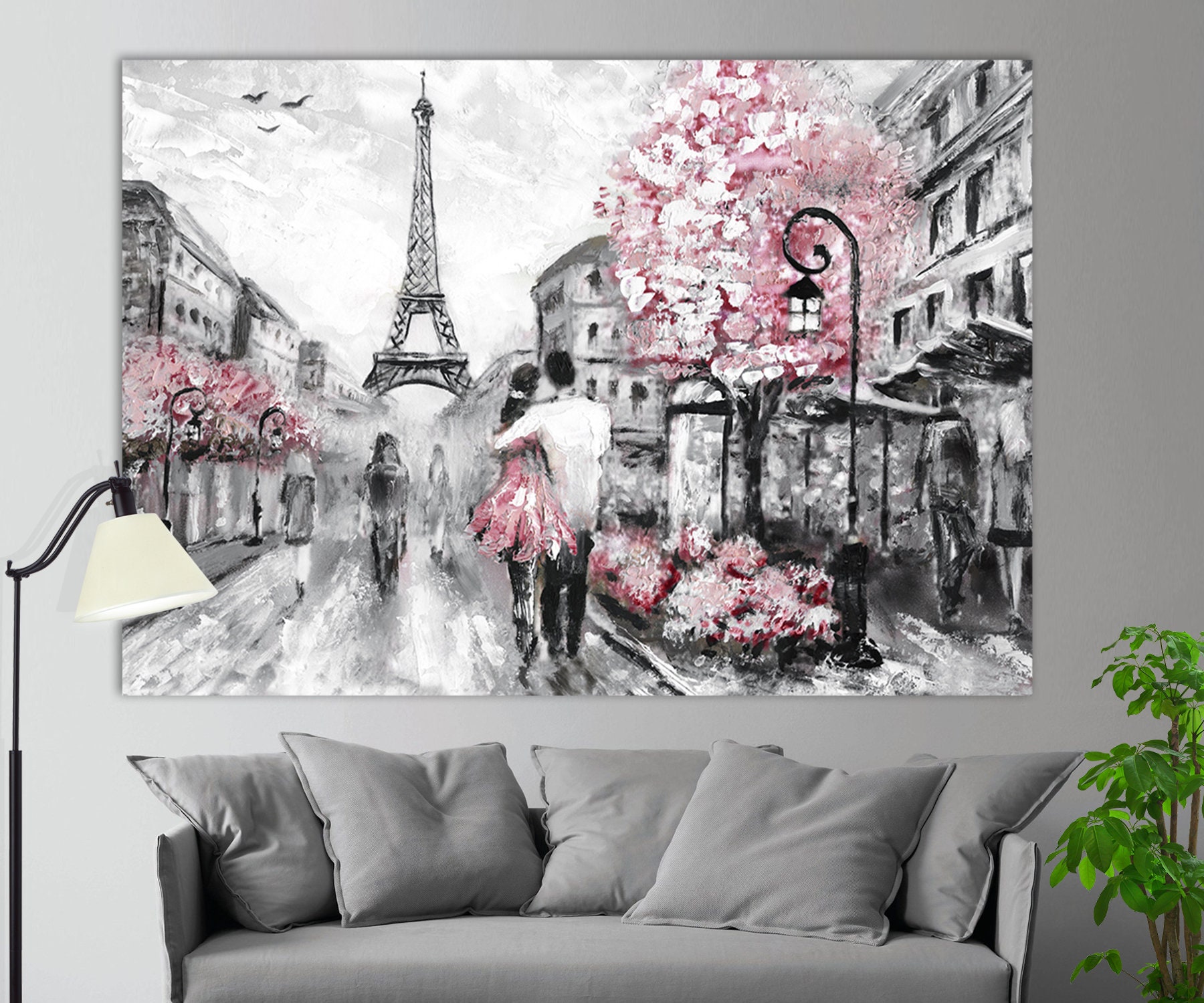 Romantic Paris Paintings, Paris Canvas Print, Eiffel Tower Print ...