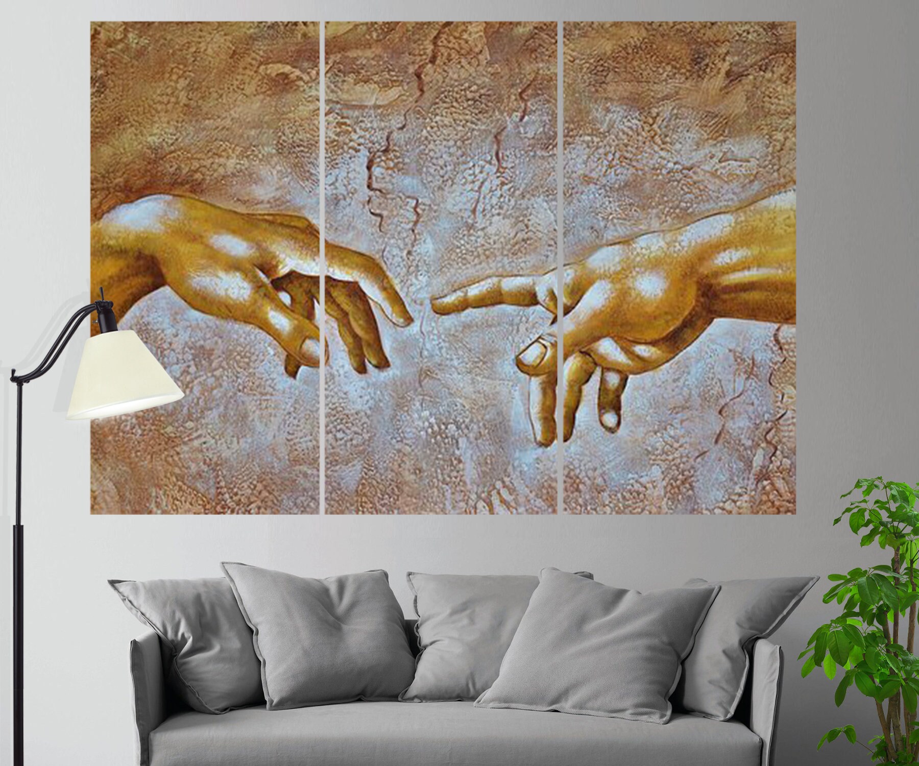 Abstract Touching Hands Painting Michelangelo Canvas Art A - Etsy