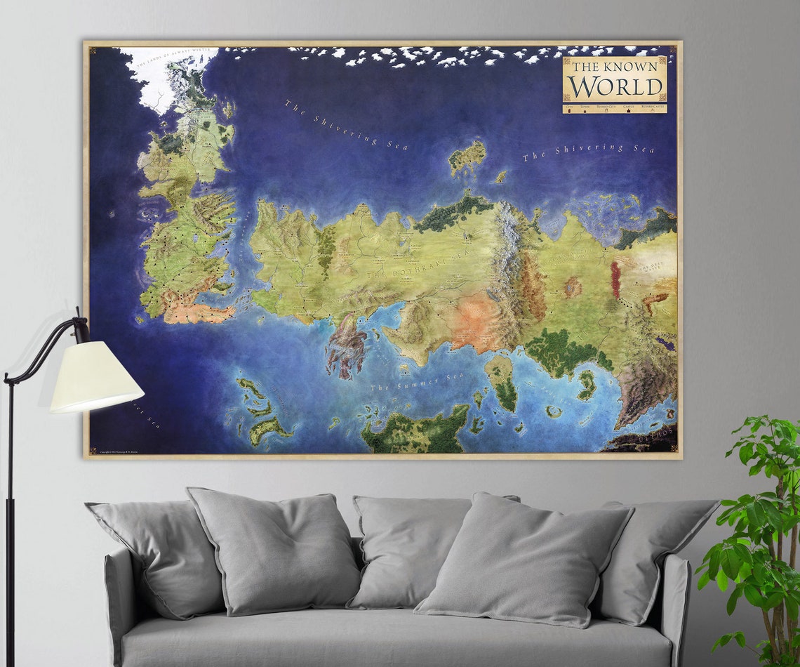 Colorful Game of Thrones Map Canvas Print Game of Thrones - Etsy