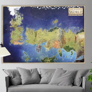 Colorful Game of Thrones Map Canvas Print, Game of Thrones Wall Art ...