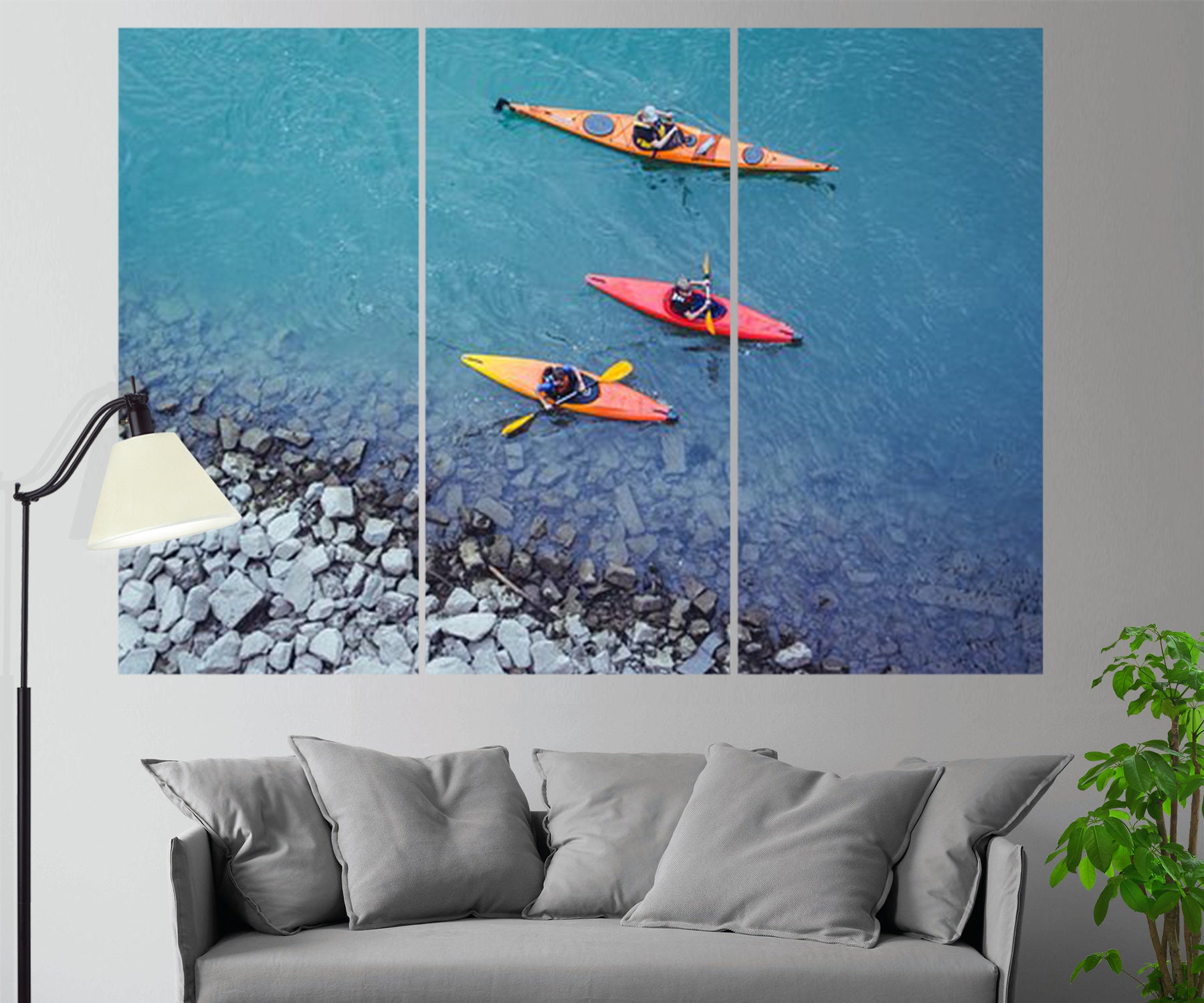Canoeing Canvas Print Kayak on the Sea Boating Wall Decor - Etsy
