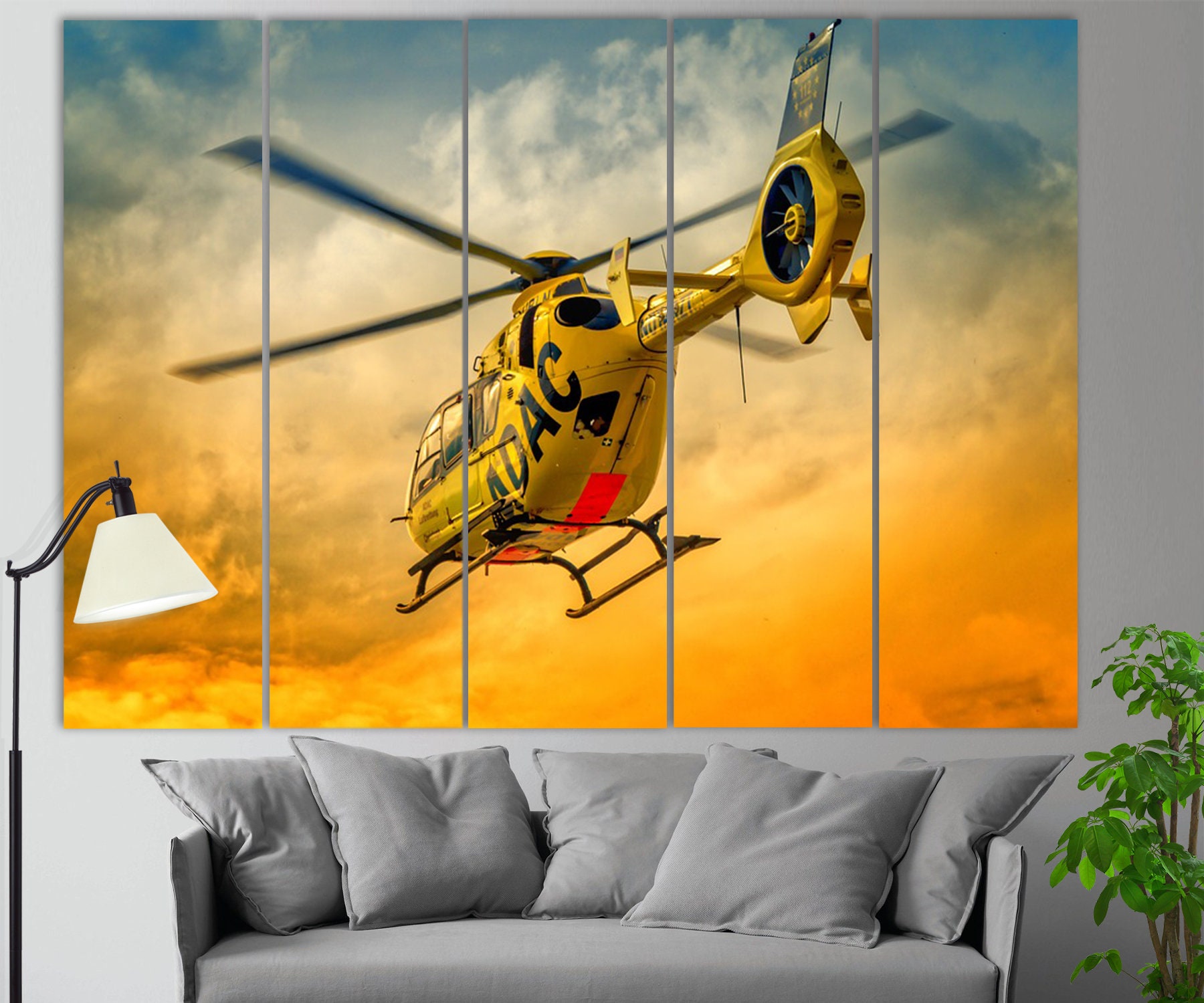 Adac Rescue Helicopter Canvas Print Pilot Gift Helicopter - Etsy