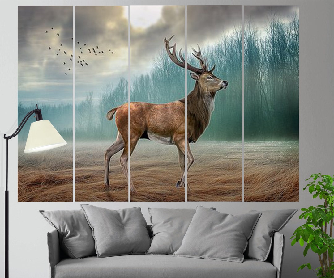Deer Canvas Print, Deer Painting, Deer Wall Decor, Deer Photo, Deer ...