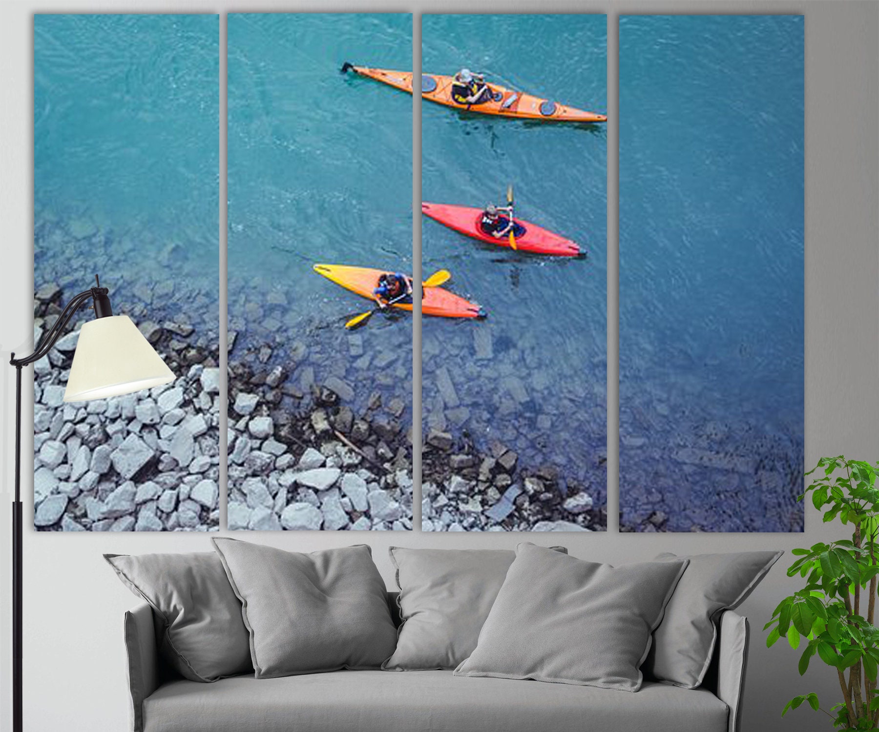 Canoeing Canvas Print Kayak on the Sea Boating Wall Decor - Etsy