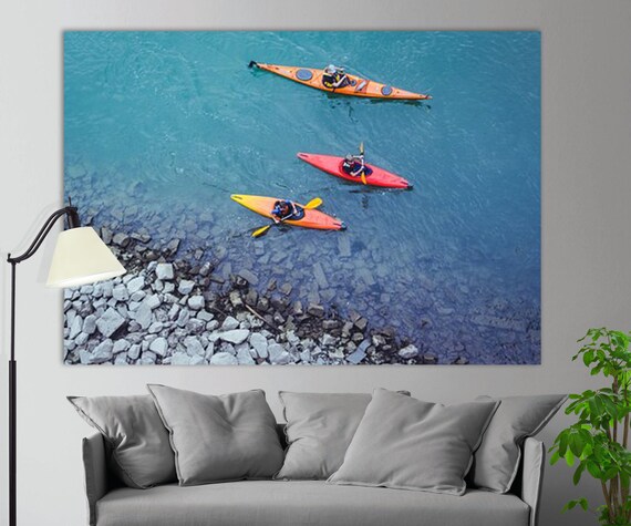 Canoeing Canvas Print Kayak On The Sea Boating Wall Decor | Etsy