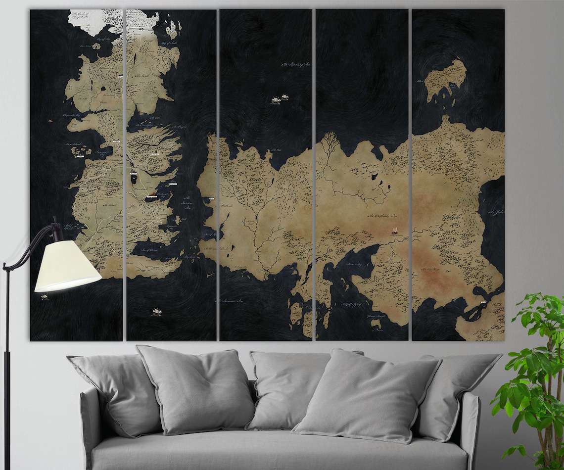 Game of Thrones Wall Art, Game of Thrones Map Canvas Print, Game of ...