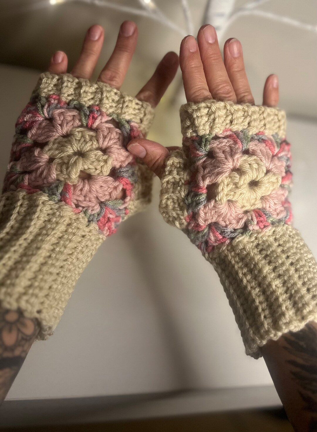 Granny Square Fingerless Gloves - Etsy