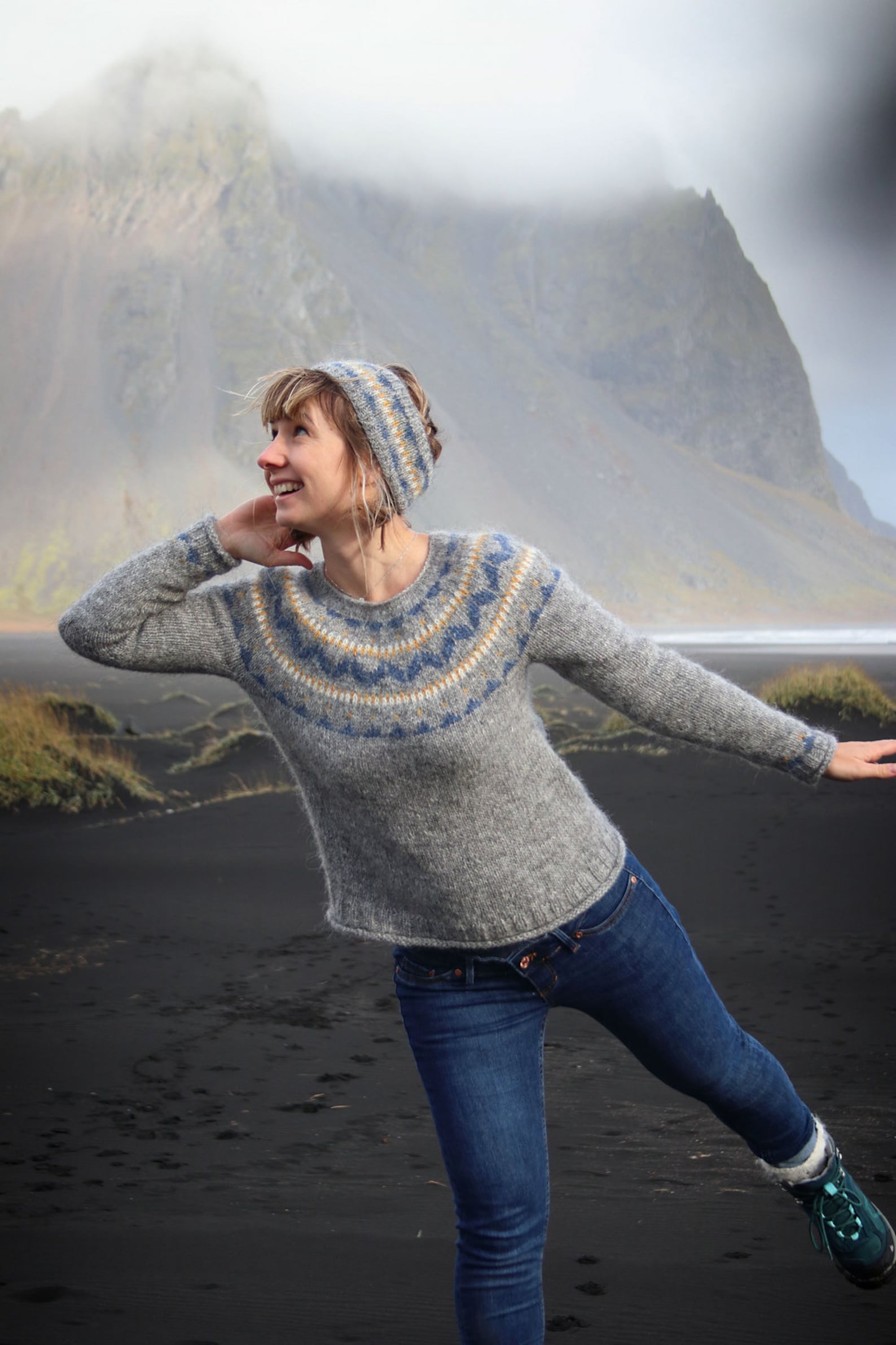 Grey Icelandic or Nordic Round Yoke Sweater in Pure Icelandic Yarn - Etsy