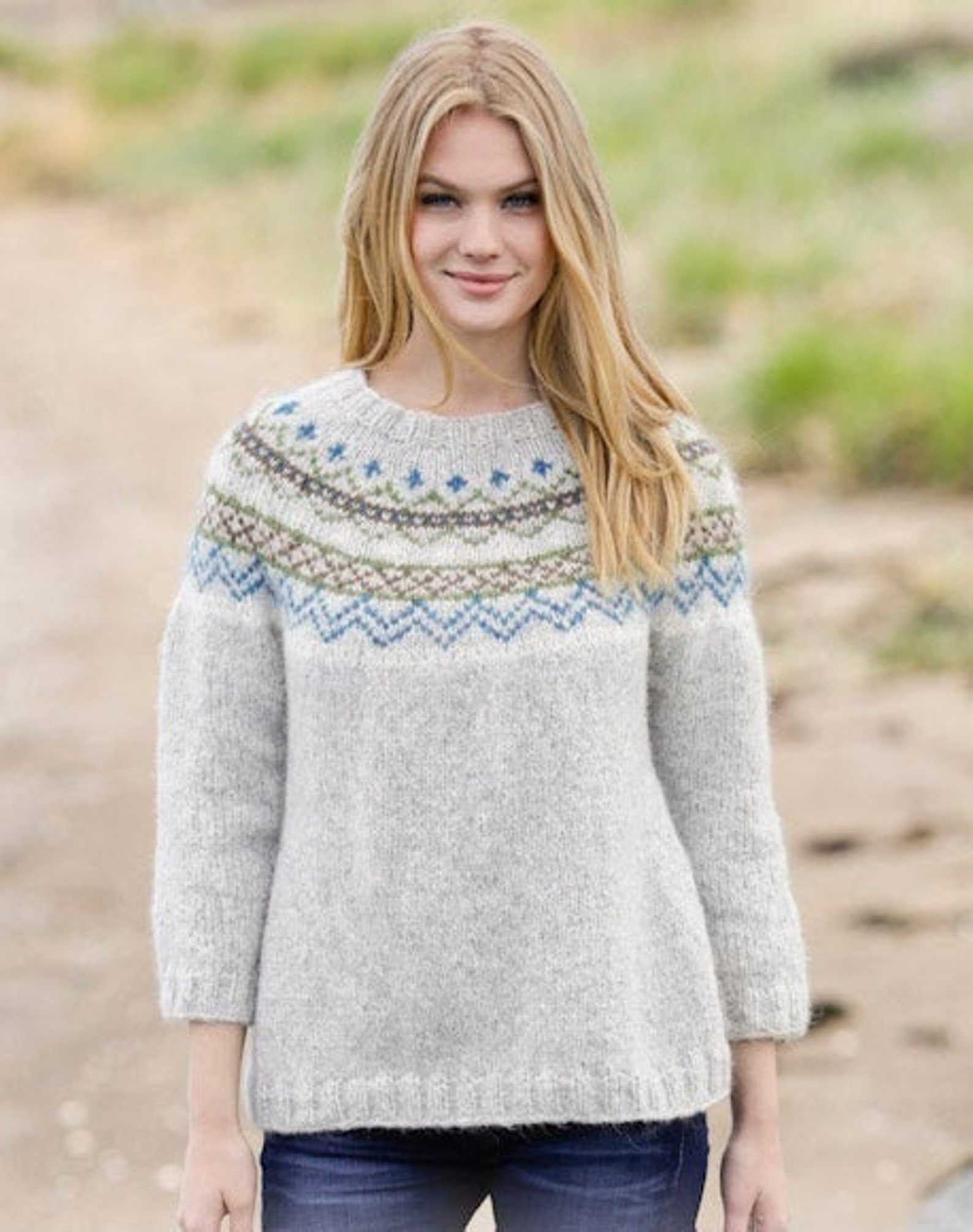 Hand Knitted Alpaca Fair Isle Sweater With Zig Zag Pattern - Etsy