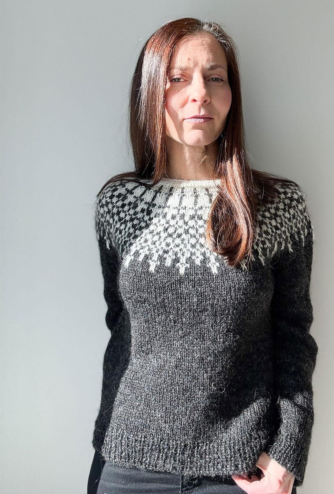 Hand-knitted Icelandic Wool Sweater: Geometric Fair Isle Yoke, Custom ...