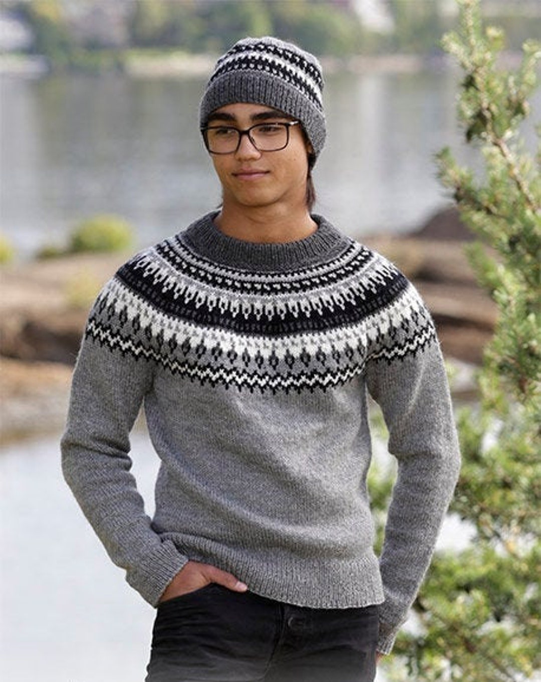 Hand Knitted Nordic or Icelandic Sweater in 100% Wool Yarn - Etsy