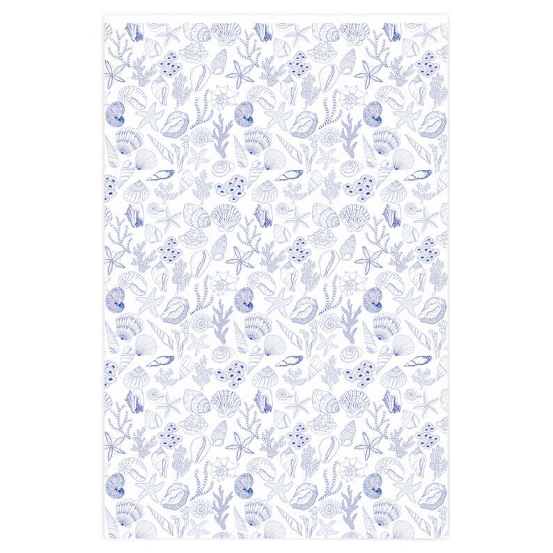 Coastal Print Wrapping Paper, Coastal Christmas Holiday Wrapping Paper ...