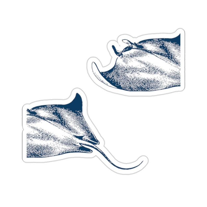 Vinyl Manta Rays Swimming Sticker, Two Manta Rays Vinyl Stickers, Ocean ...