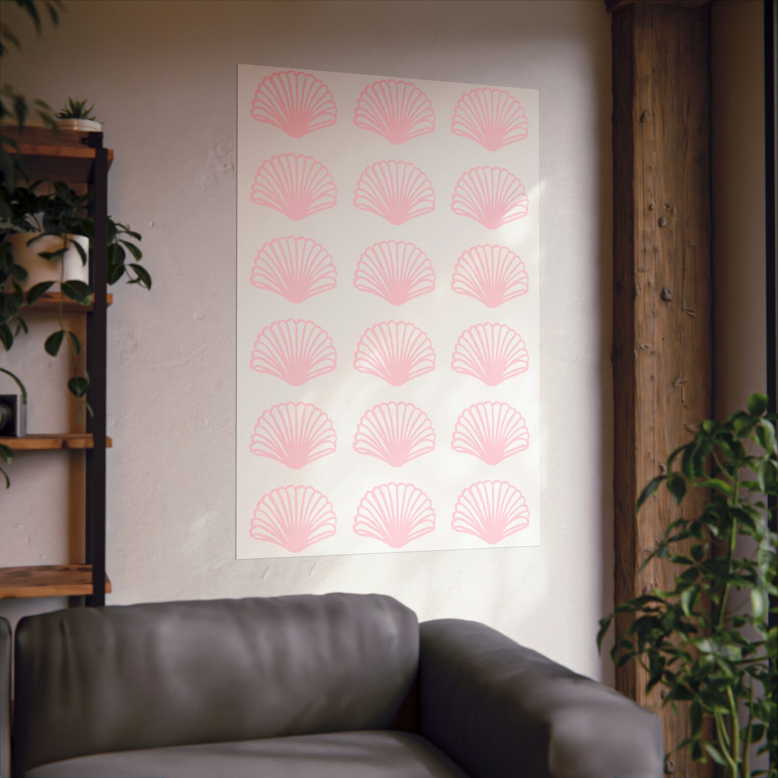 Pink Shell Print Art, Pink Shell Print, Pink Shell Poster Art, Seashell ...