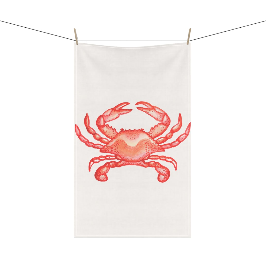 Crab Print Kitchen Towel, Crab Print Dish Towel, Crab Kitchen Towel ...