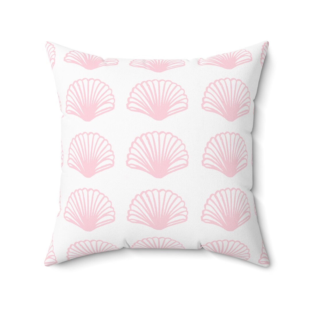Pink Seashell Pillow, Shell Print Pillow, Pink Shell Pillow, Pink ...