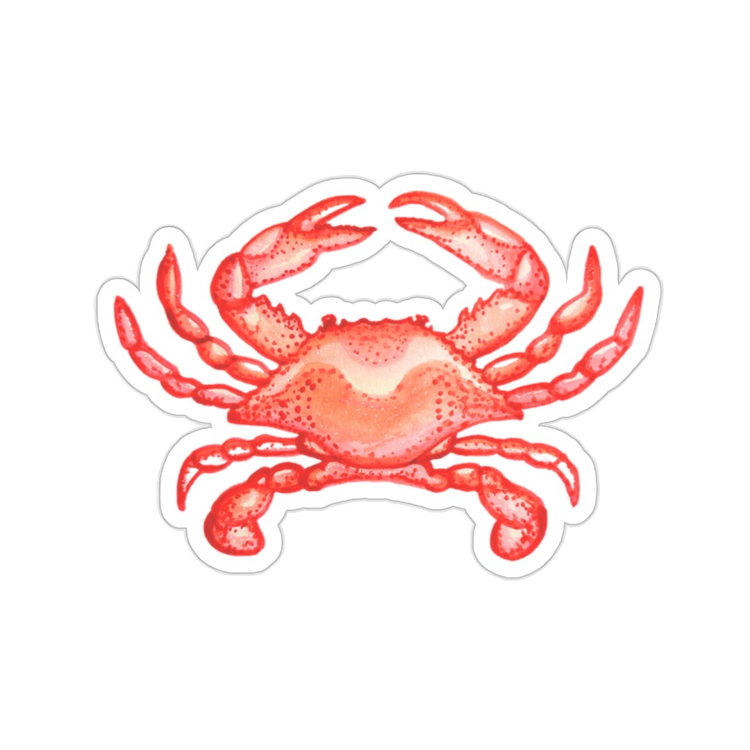 Vinyl Crab Sticker, Pink Red Crab Sticker, Coastal Sticker, Ocean ...