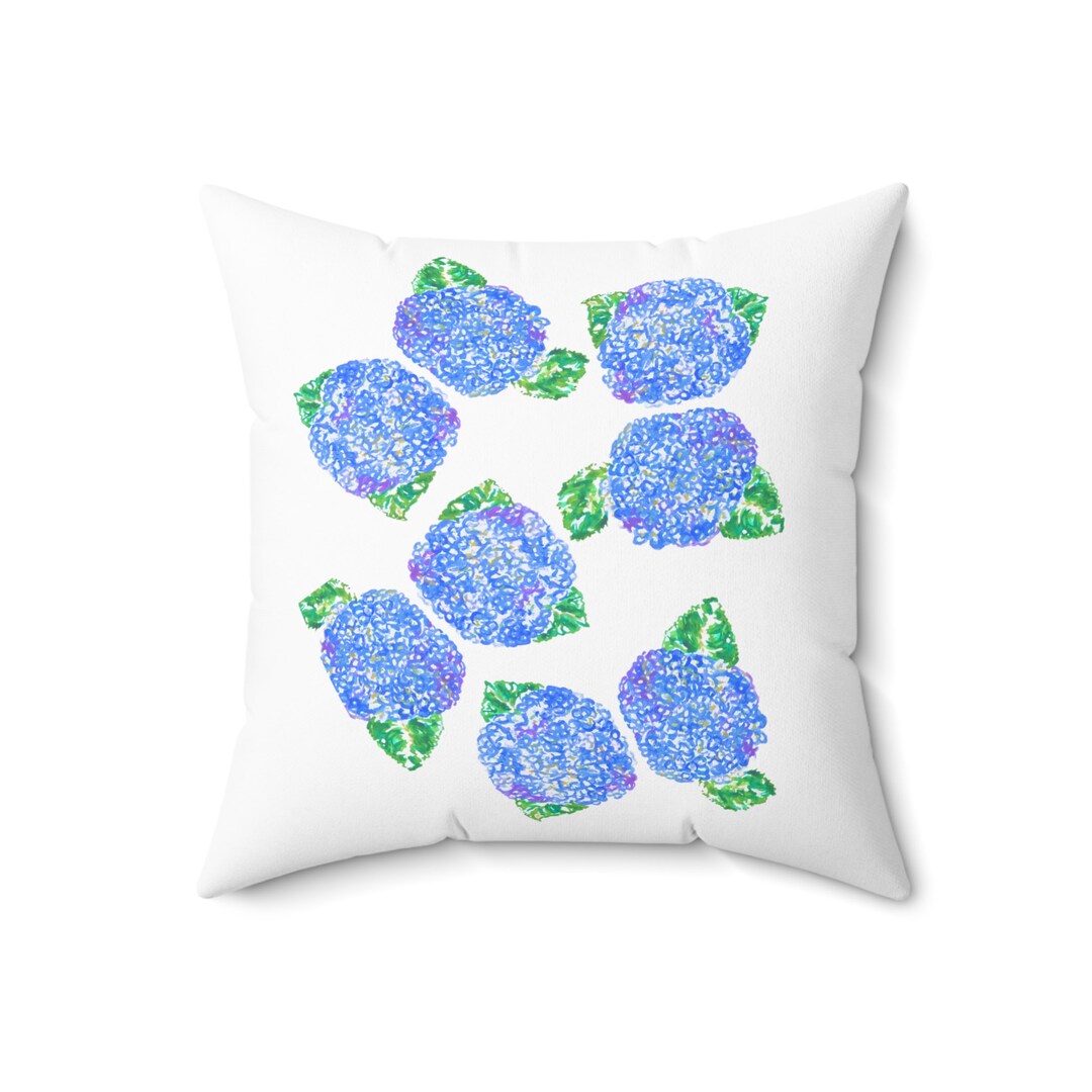 Blue Hydrangea Print Pillow, Hydrangea Pillow, Hydrangea Home Decor ...