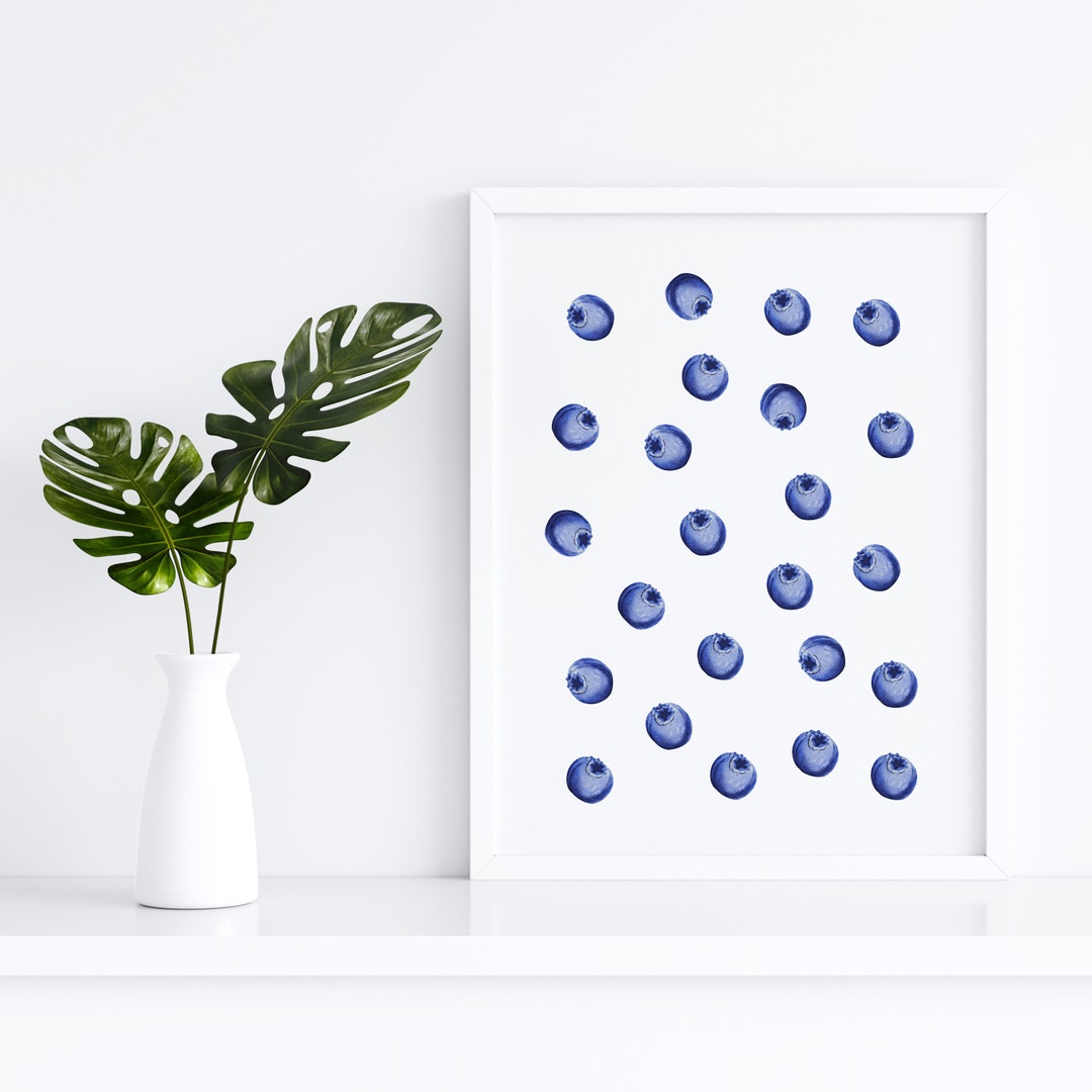 Blueberry Print Wall Art Poster, Coastal Grandmother Print Poster, New ...