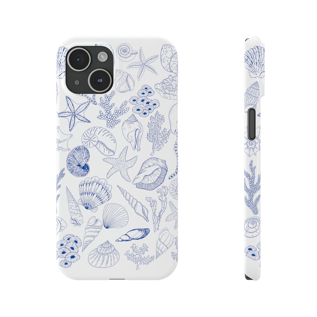 IPhone Coastal Blue and White Shell Design, Coastal Ocean iPhone Cases ...