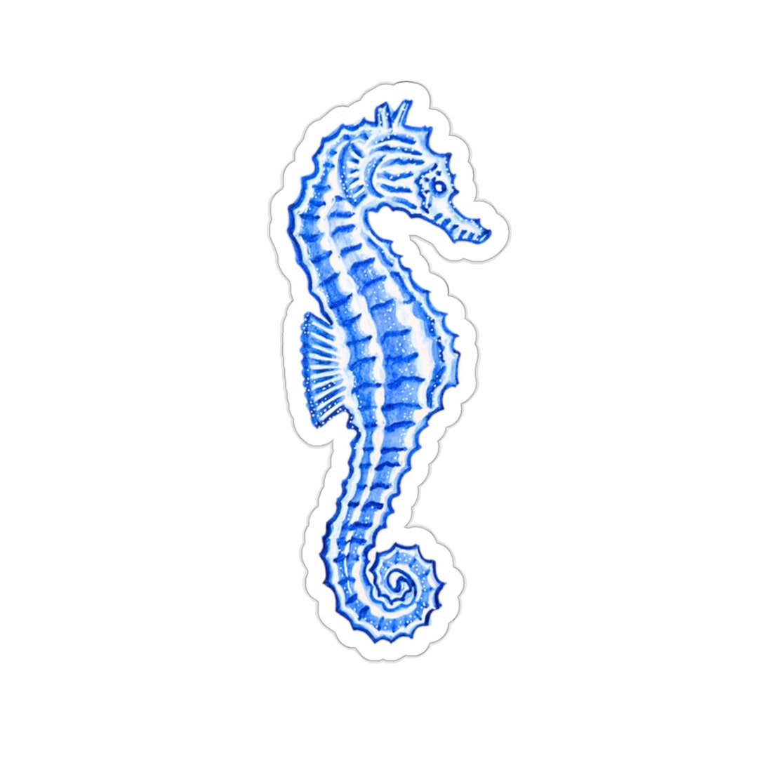 Vinyl Blue Watercolor Seahorse Sticker, Seahorse Print Art Sticker ...