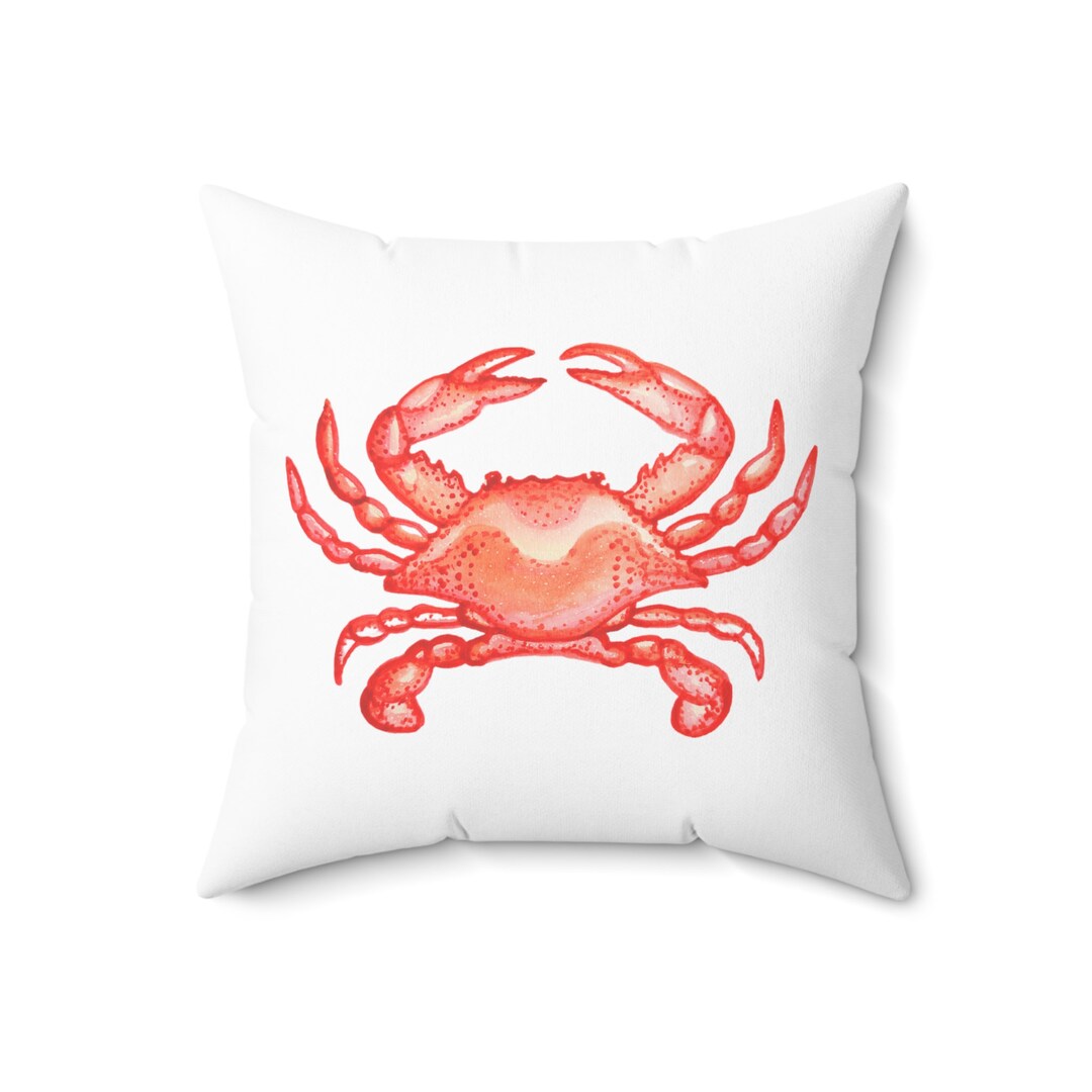 Watercolor Crab Print Pillow, Crab Print Pillow, Crab Pillow, Maine ...