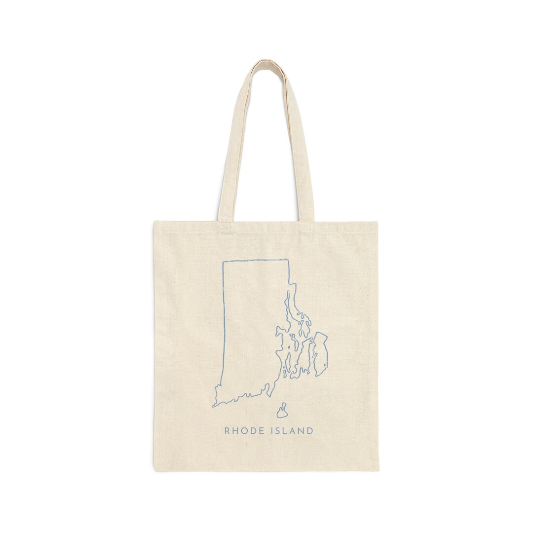 Rhode Island State Outline Canvas Tote Bag, Light Blue Rhode Island ...