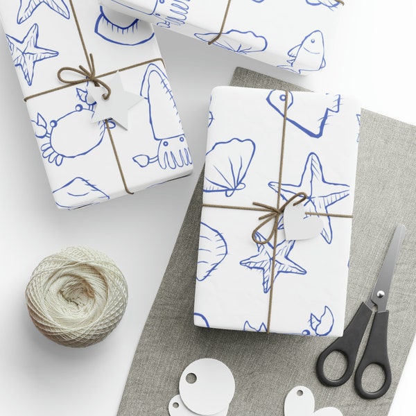 Ocean Themed Wrapping Paper - Etsy