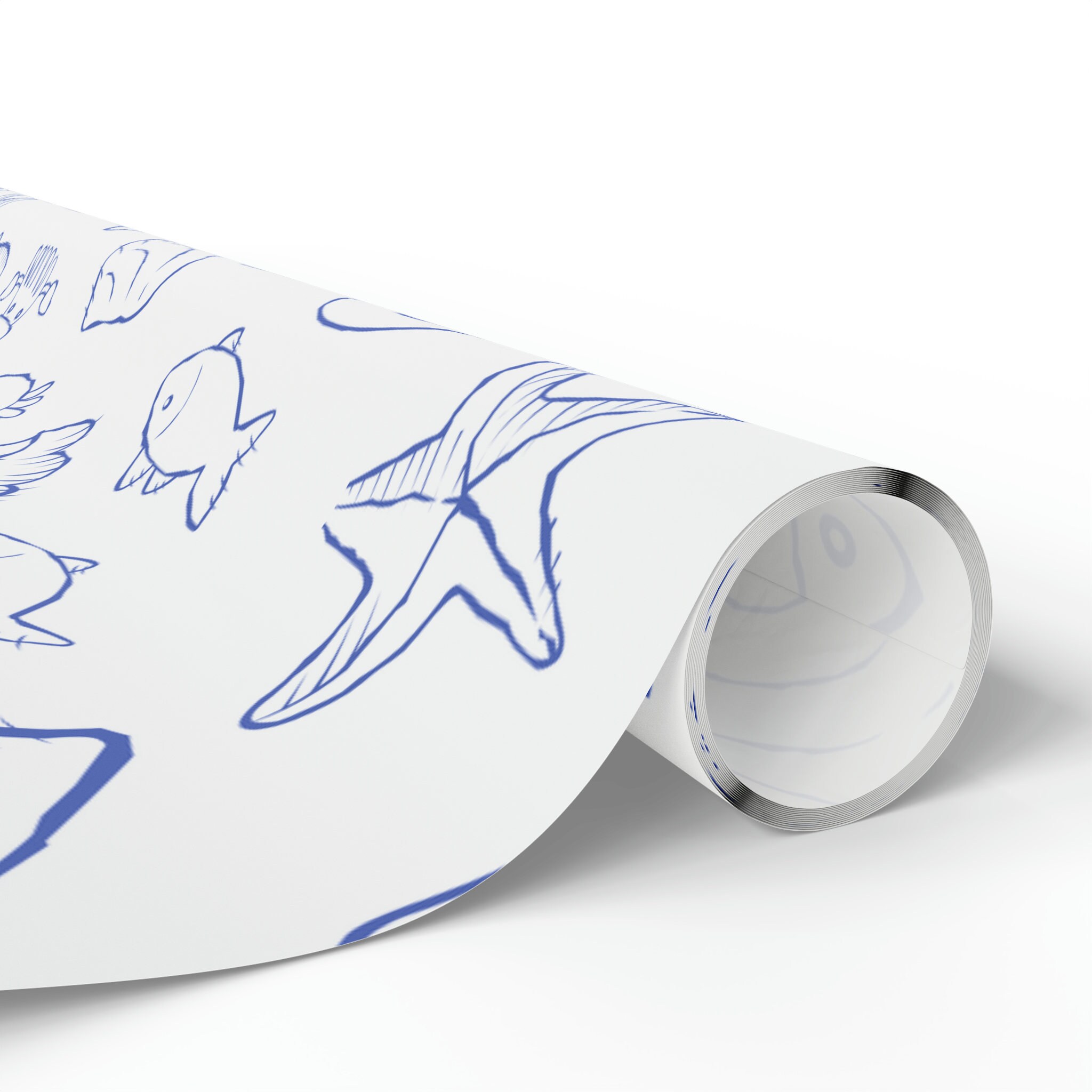 Ocean Print Wrapping Paper, Coastal Wrapping Paper, Fish Print Wrapping ...