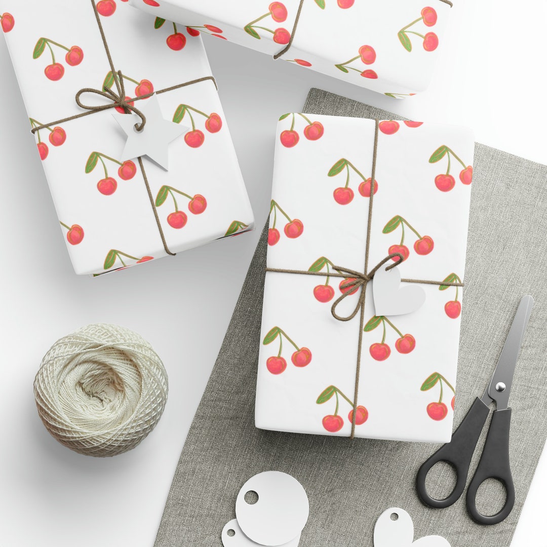 Cherry Print Wrapping Paper, Cherry Wrapping Paper, Cherry Gift Wrap ...