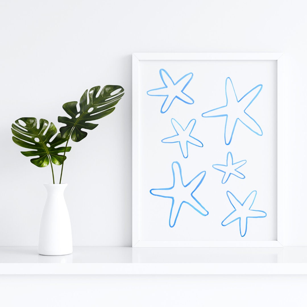 Blue Starfish Watercolor Print Art, Starfish Print, Starfish Wall Art ...