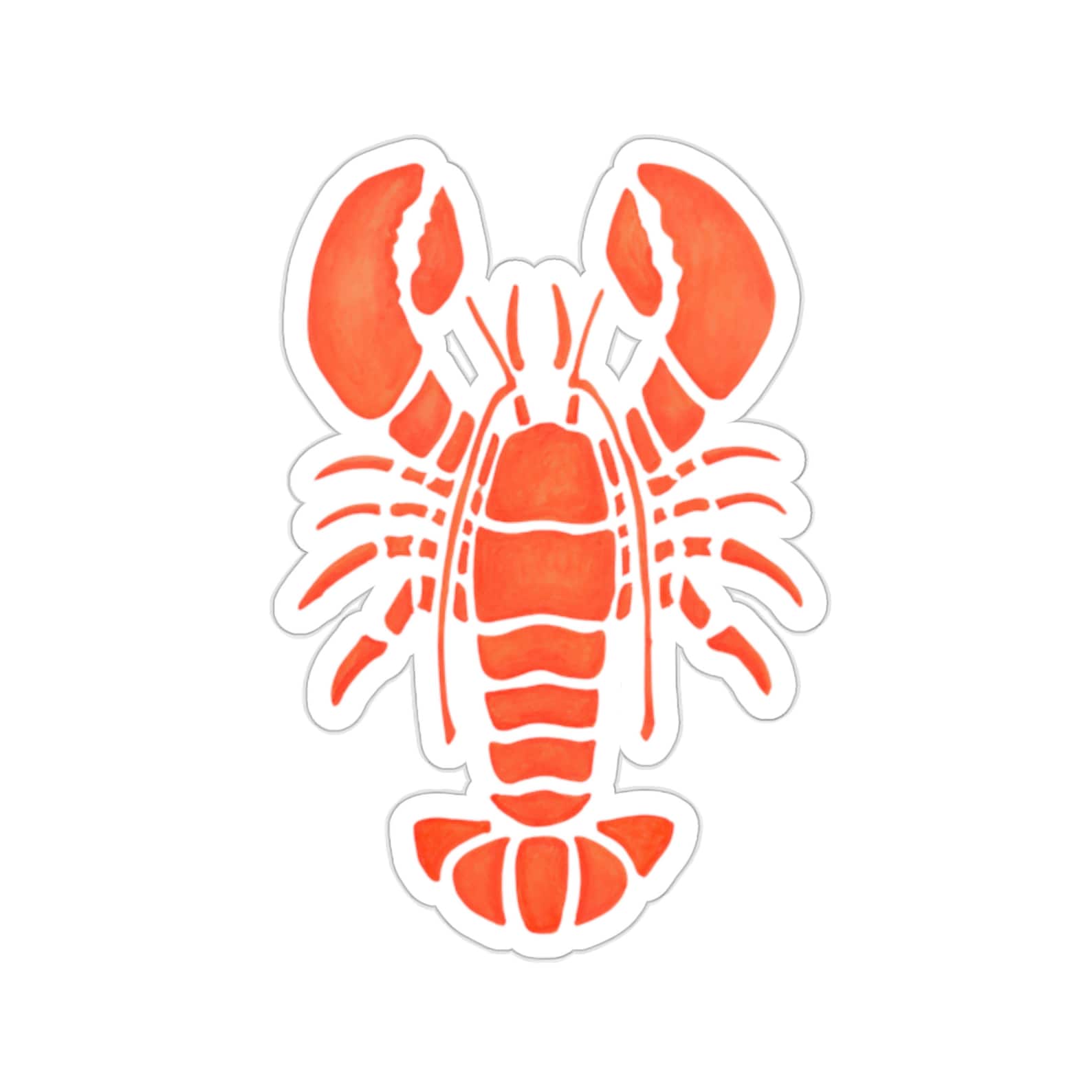 Watercolor Lobster Sticker, Red Orange Lobster, Ocean Sticker, Coastal ...