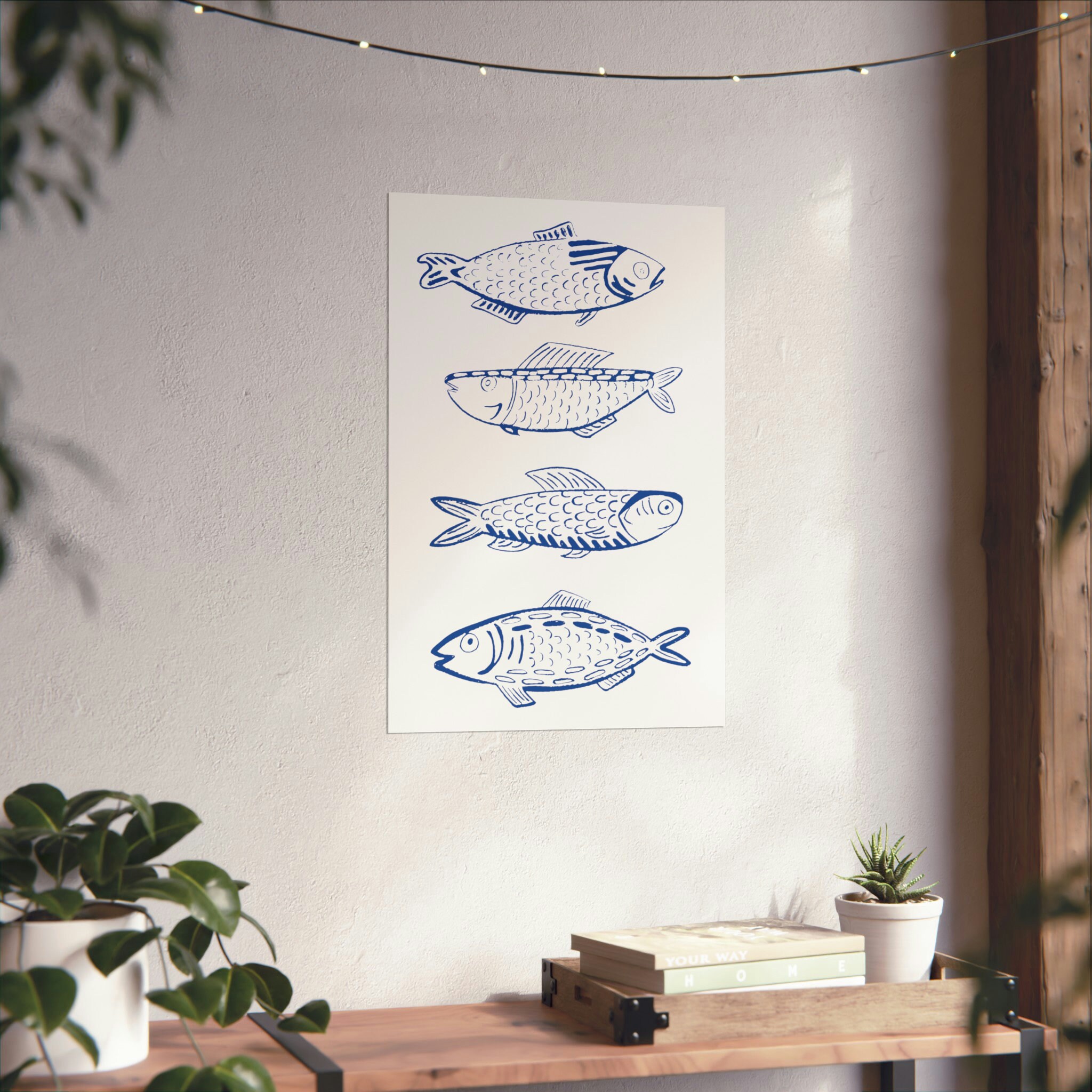 Fish Print Art, Fish Wall Art, Blue Fish Original Print Decor, Coastal ...