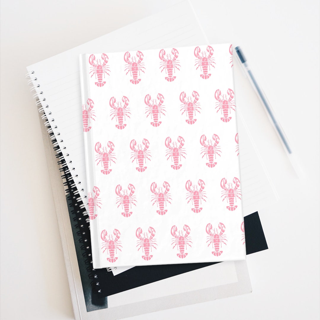 Pink Lobster Print Pattern Ruled Line Journal, Pink Lobster Journal ...