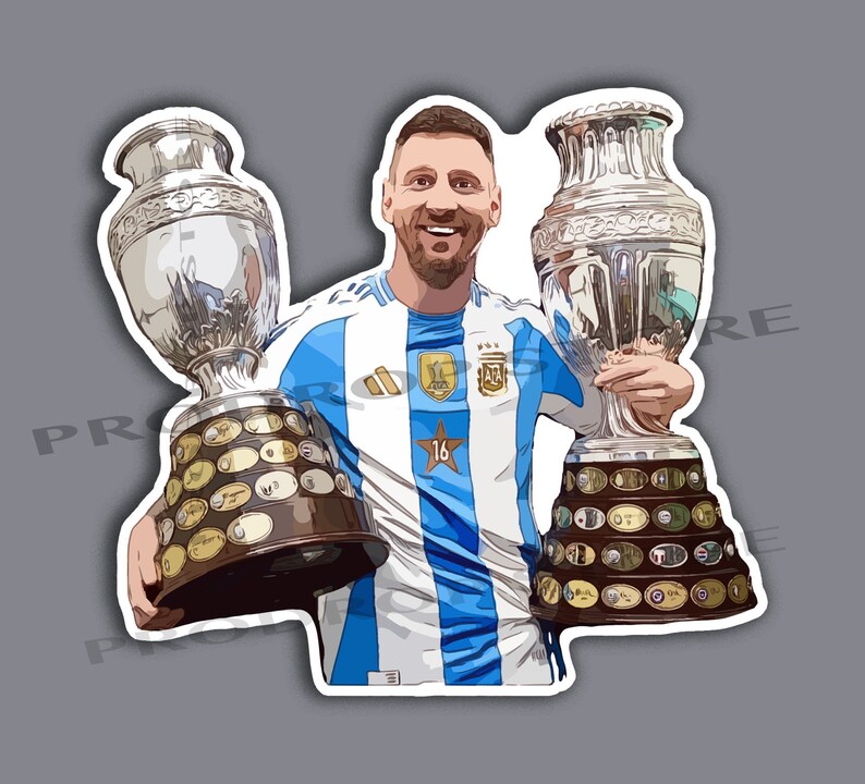 Argentina Lionel Messi 10 Trophy Bi Campeon Copa America 2024 Decal ...