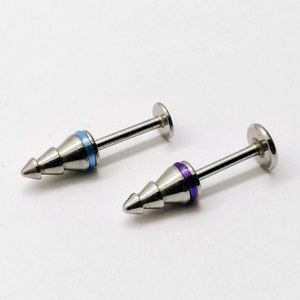 Labret Barbell -unique, Spikes, 1,2mm 16g Nickel Free TITANIUM, Labret ...