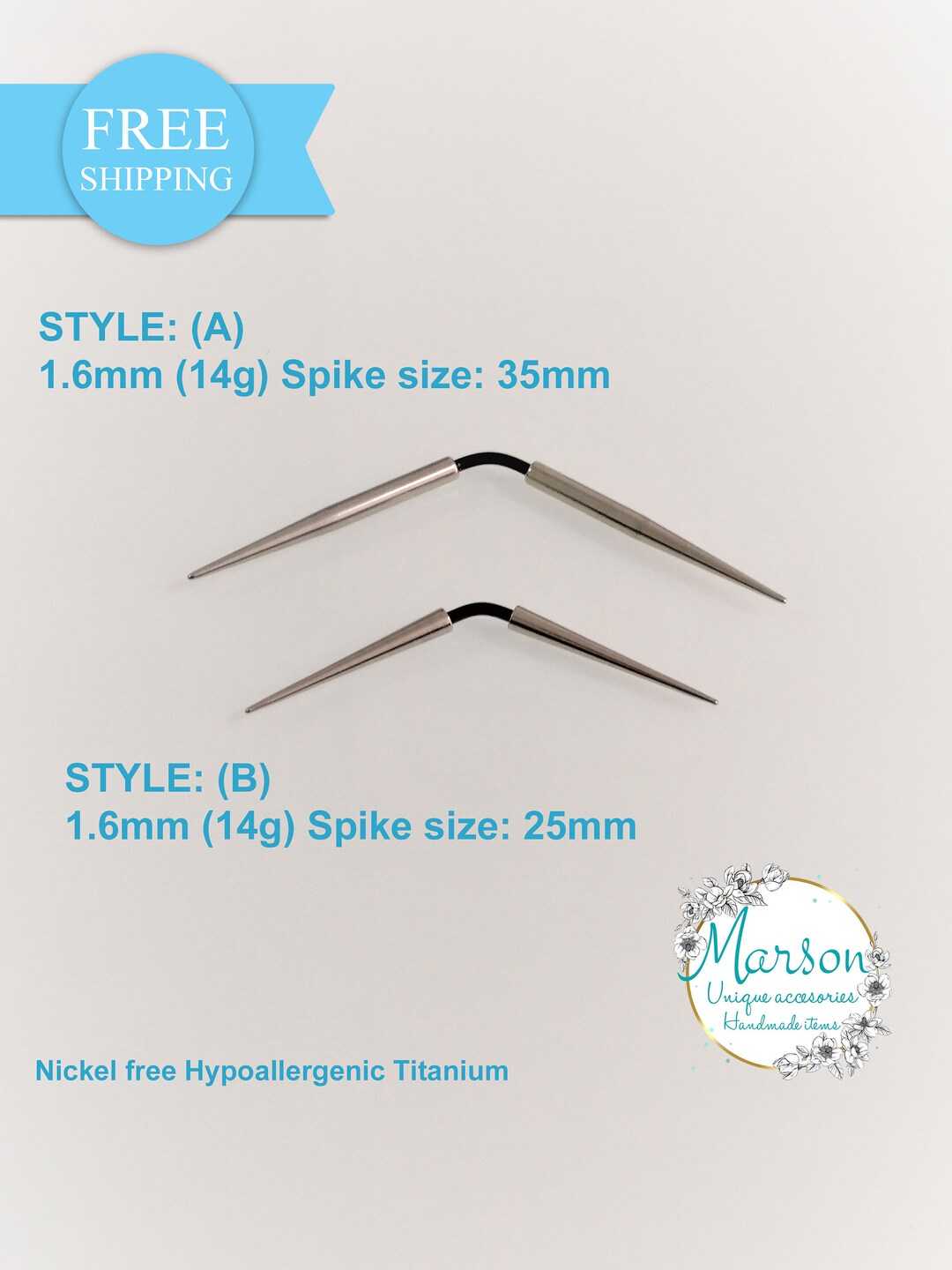 Septum Spikes, Jewelry, Curved Titanium, Spikes/cones. 14g ...