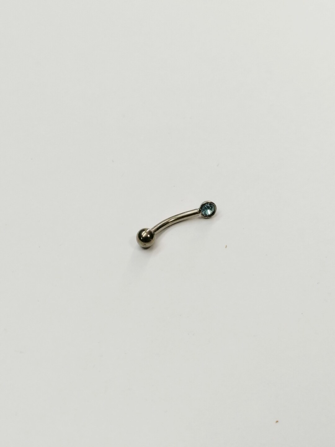 Titanium Curved Barbell, Light Blue Gem, Rook, Daith, Eyebrow Piercing ...